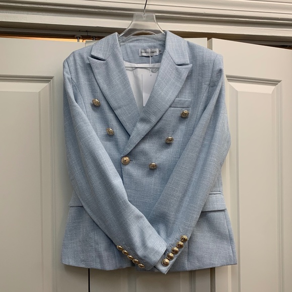 Shop Kultivate | Jackets & Coats | Shop Kultivate Light Blue Linen ...